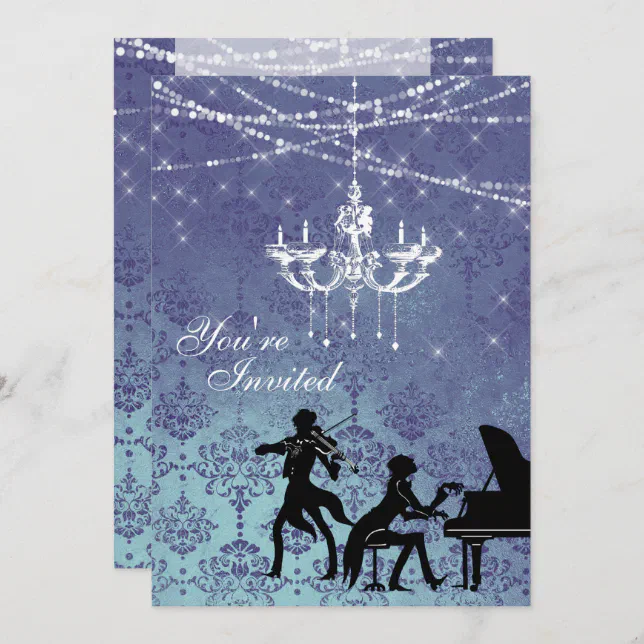 Vintage Classical Music Chandelier Wedding Invite | Zazzle