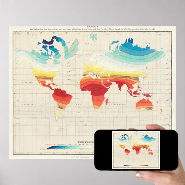 Vintage Climate Map Poster | Zazzle