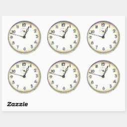 Vintage Clock Classic Round Sticker | Zazzle