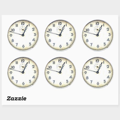 Vintage Clock Classic Round Sticker | Zazzle