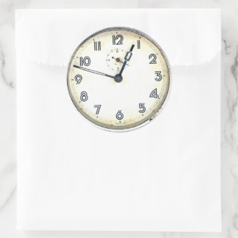 Vintage Clock Classic Round Sticker | Zazzle