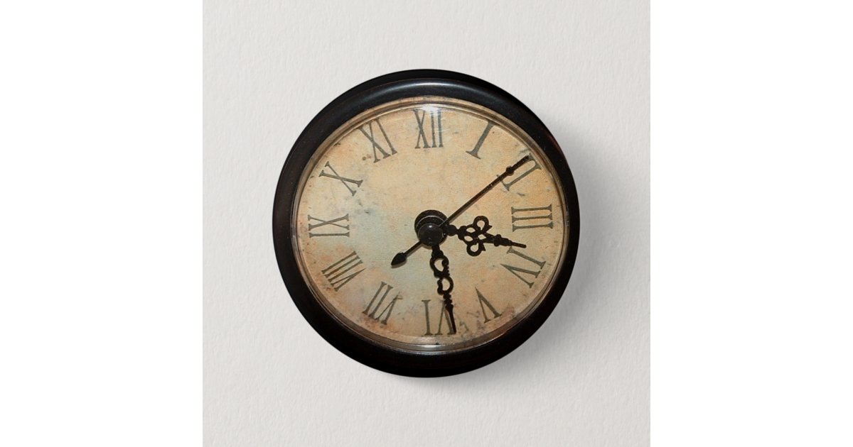 Vintage Clock Face Button | Zazzle