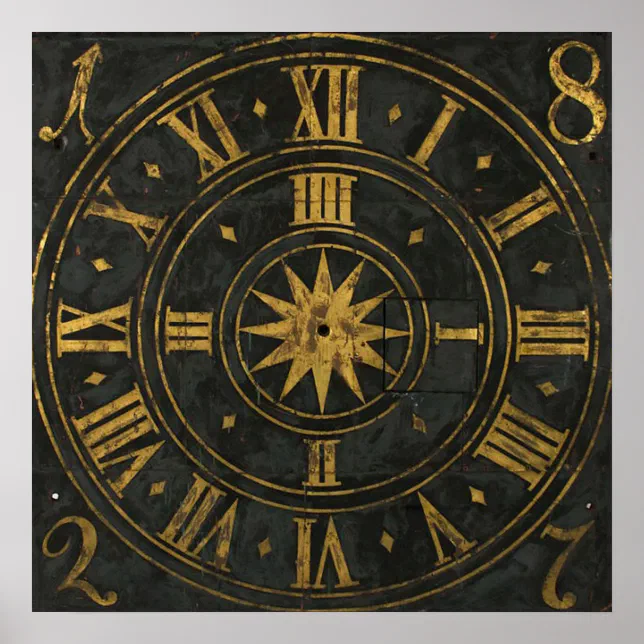 Vintage Clock Face Poster | Zazzle