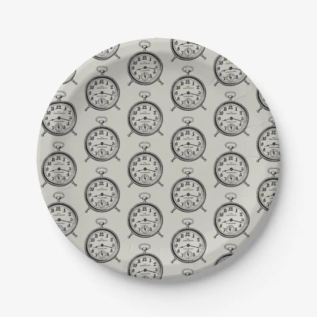 Vintage Clock Paper Plates | Zazzle