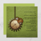 Vintage Clock Wedding Invitation, Green Invitation | Zazzle