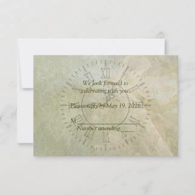 Vintage Clock Wedding RSVP | Zazzle