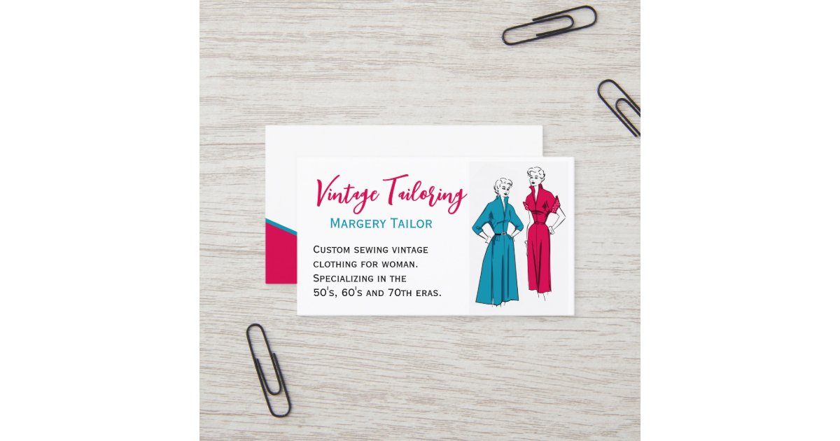 Vintage Clothing Custom Tailoring Business Card | Zazzle