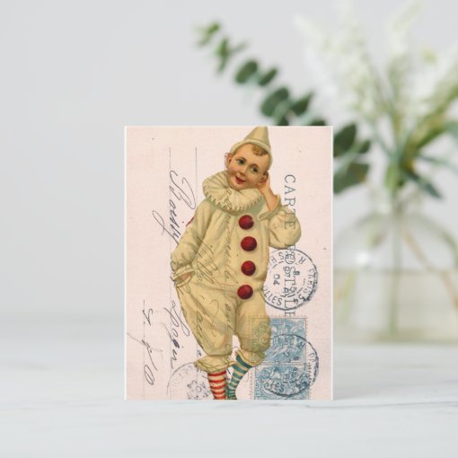 Vintage Clown Postcard Digital Art | Zazzle