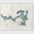 Vintage Coast of New England Cape Cod Map Wrapping Paper | Zazzle
