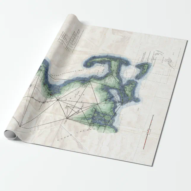 Vintage Coast of New England Cape Cod Map Wrapping Paper | Zazzle