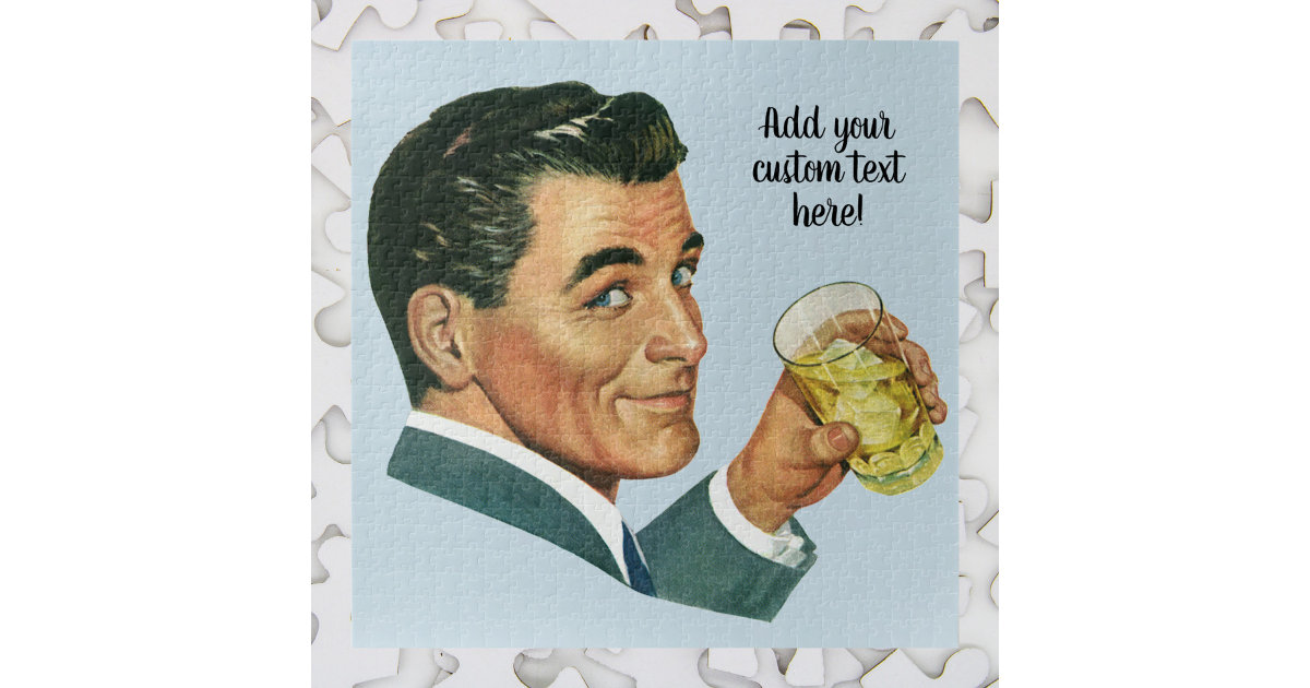 Vintage Cocktails Beverages, Man Drinking Drinks Jigsaw Puzzle | Zazzle