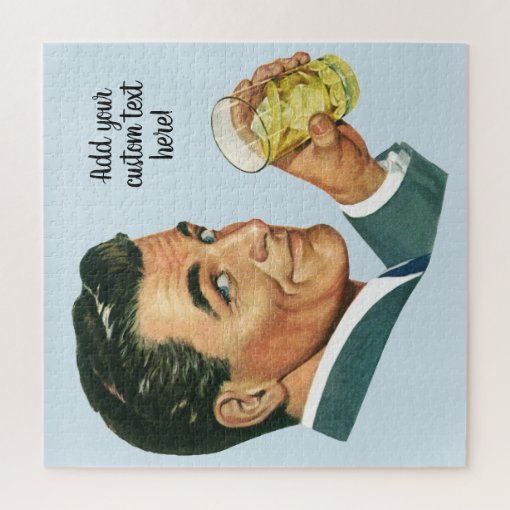 Vintage Cocktails Beverages, Man Drinking Drinks Jigsaw Puzzle | Zazzle