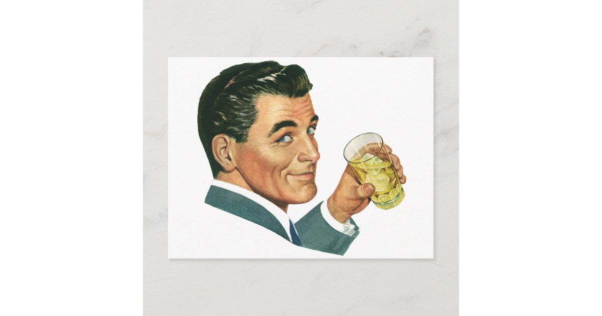 Vintage Cocktails Beverages, Man Drinking Drinks Postcard | Zazzle.com