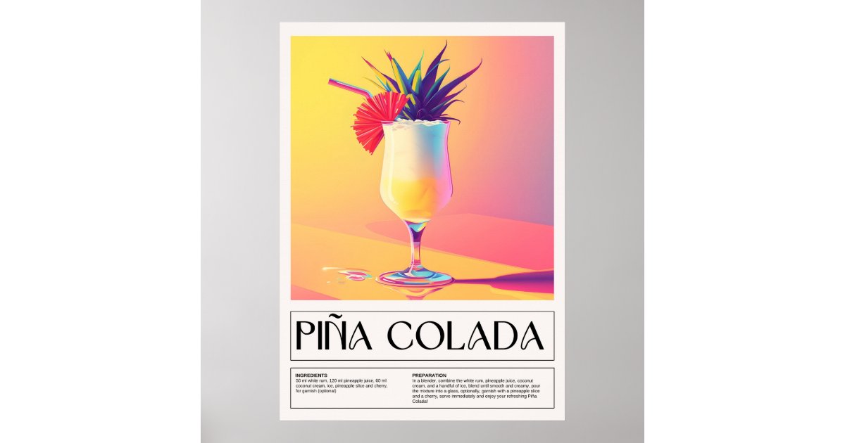 Vintage Cocktails: Pina Colada Poster | Zazzle