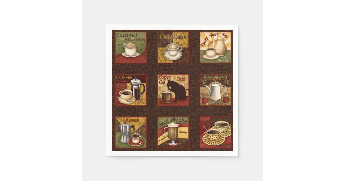 Vintage Coffee Ads Paper Napkins | Zazzle