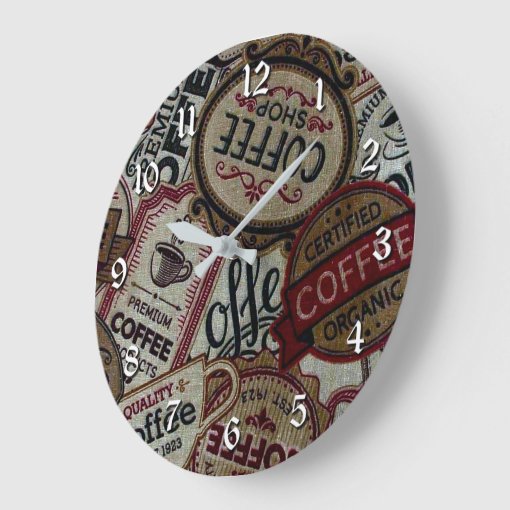 Vintage Coffee Labels Wall Clock | Zazzle