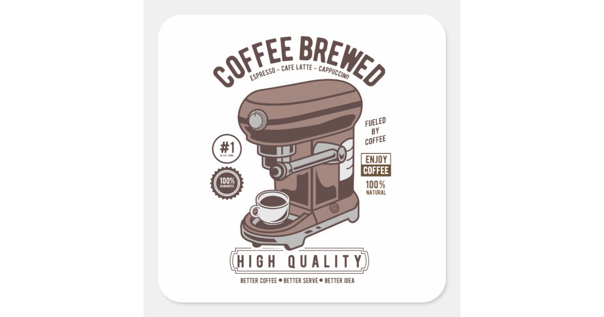 Vintage Coffee Machine Square Sticker | Zazzle
