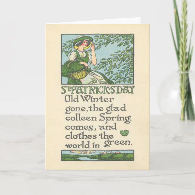 Vintage Colleen Spring Shamrock St Patrick's Day Card | Zazzle