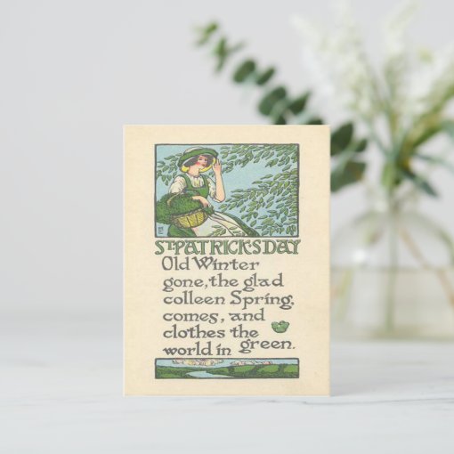 Vintage Colleen Spring Shamrock St Patrick's Day Postcard | Zazzle