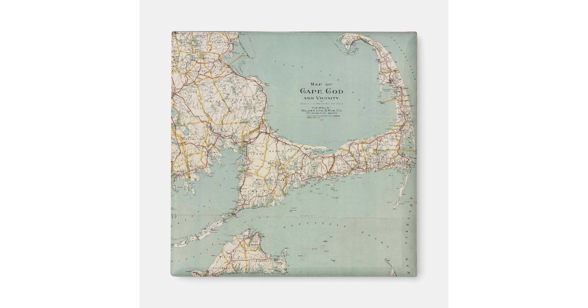 Vintage color map of Cape Cod, Massachusetts Magnet | Zazzle