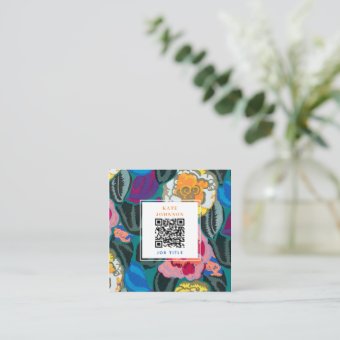 Vintage Colorful Abstract QR Code Social Media Square Business Card ...
