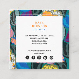Vintage Colorful Abstract QR Code Social Media Square Business Card ...