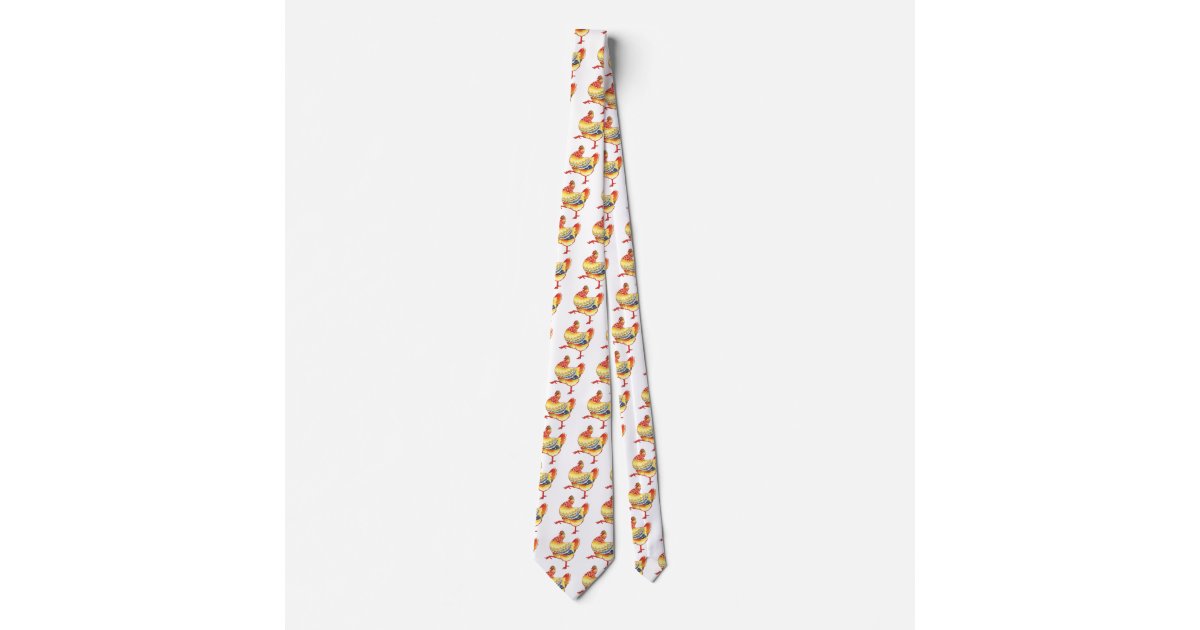 Vintage Colorful Barnyard Chicken from Farm Neck Tie | Zazzle
