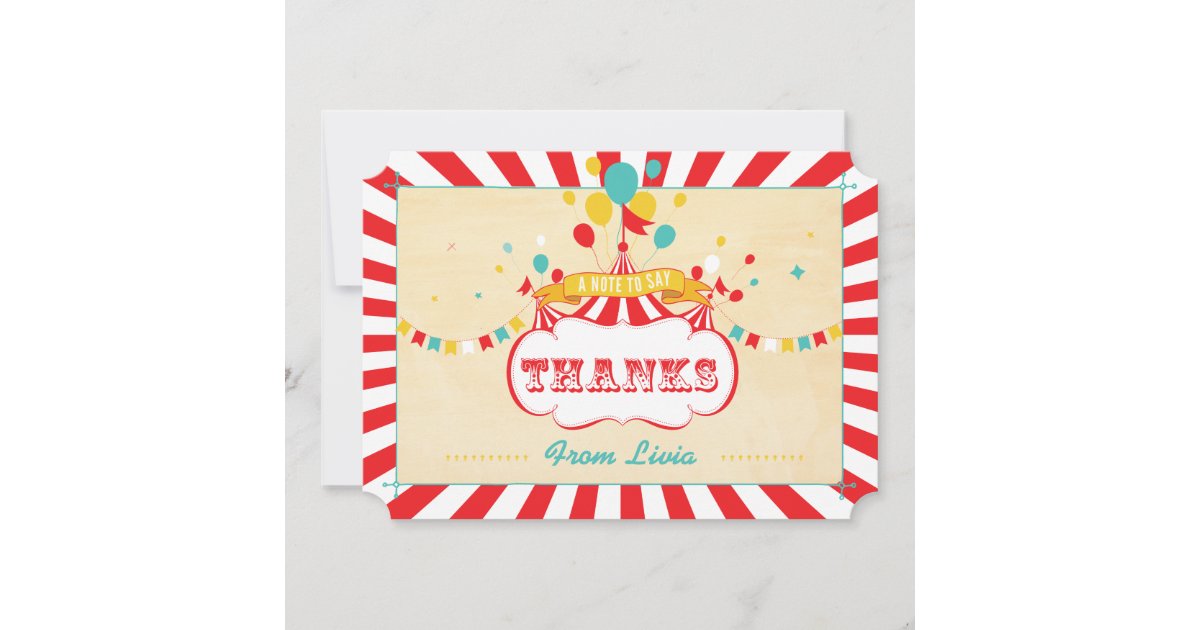 Vintage Colorful Carnival Thank You Cards | Zazzle