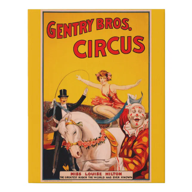 Vintage Colorful Circus Performer Poster Faux Canvas Print | Zazzle