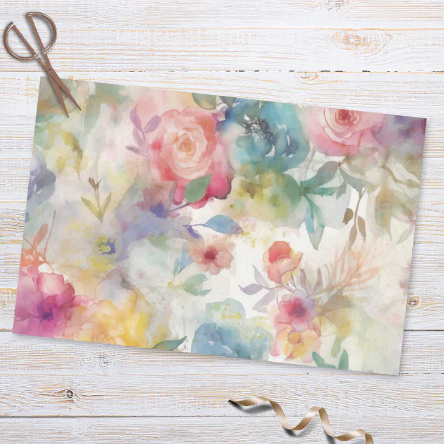 Vintage Colorful Floral Botanical Pattern Tissue Paper | Zazzle