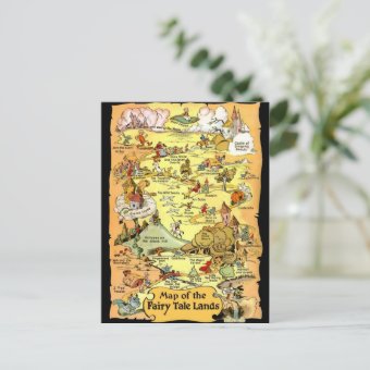 Vintage Colorful Map of the Fairy Tale Lands Postcard | Zazzle
