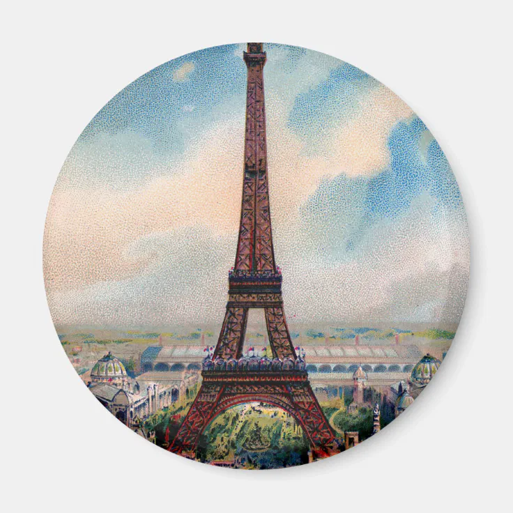 Vintage Colorful Painting Of Eiffel Tower Magnet | Zazzle