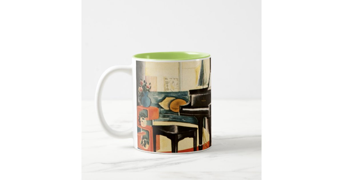 Vintage Colorful Steinway Piano Instrument Ad Art Two-Tone Coffee Mug ...