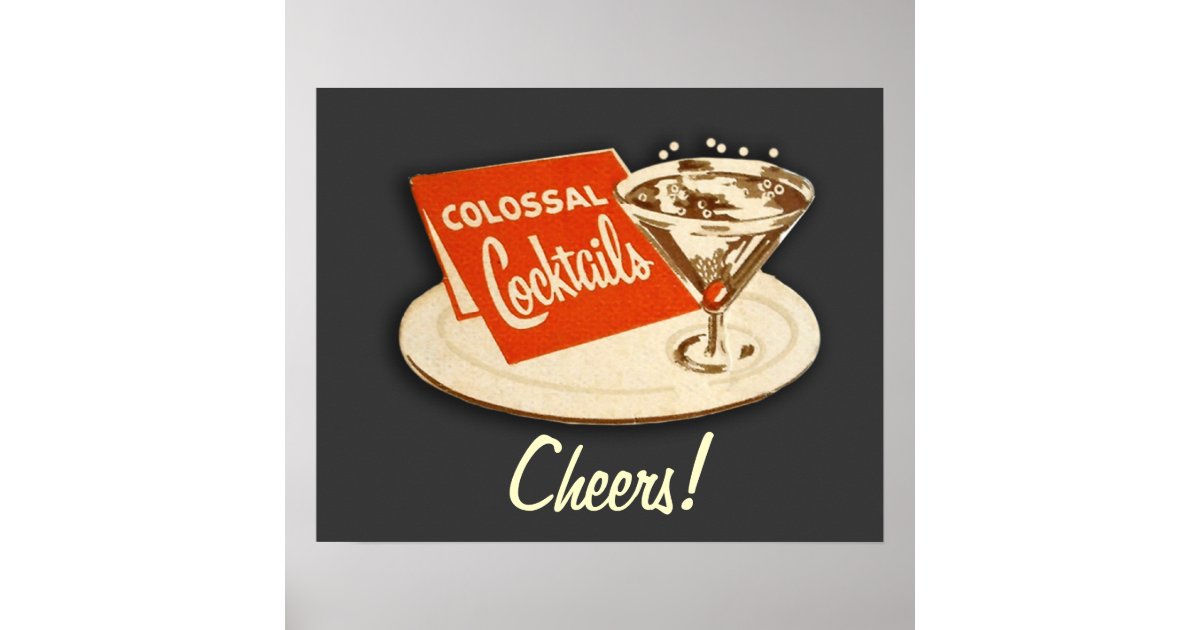 Vintage 'Colossal Cocktails' Poster | Zazzle