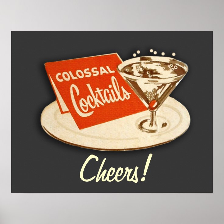 Vintage 'Colossal Cocktails' Poster | Zazzle