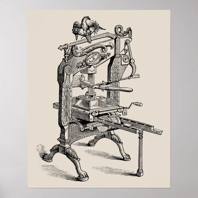 Vintage Columbian letterpress hand press poster | Zazzle