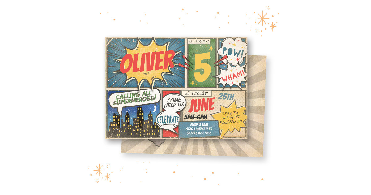 Vintage Comic book Birthday Invitation | Zazzle