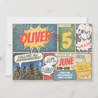 Vintage Comic book Birthday Invitation | Zazzle