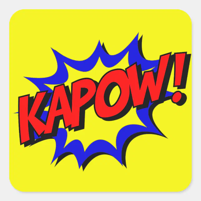 Vintage Comic Book Kapow Onomatopoeia Square Sticker | Zazzle