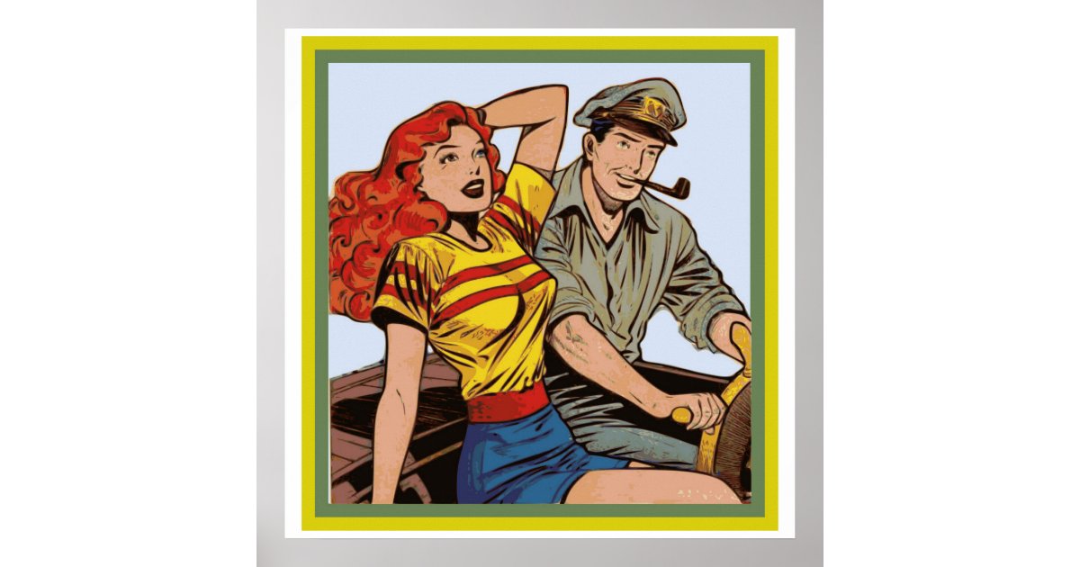 Vintage Comic Couple Poster | Zazzle