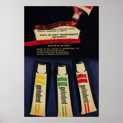 Vintage communist 1970 Toothpaste ad, GELODENT Poster | Zazzle
