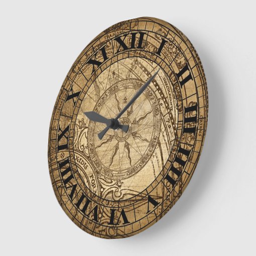 Vintage Compass Art Clock | Zazzle