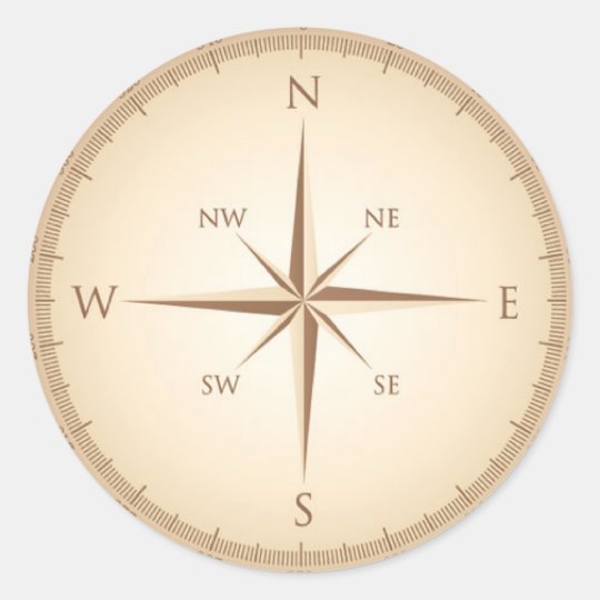 Vintage Compass Classic Round Sticker