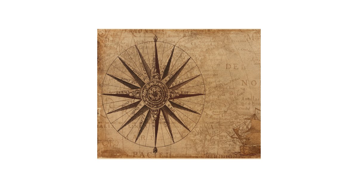 Vintage Compass Map Poster | Zazzle