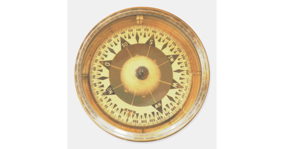 Vintage Compass Marine Classic Round Sticker | Zazzle