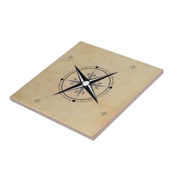 Vintage Compass Rose Adventure Exploration Tile | Zazzle