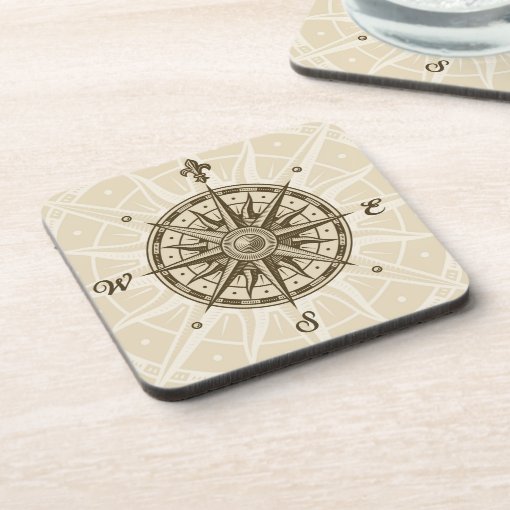 Vintage Compass Rose Drink Coaster | Zazzle