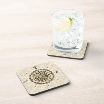 Vintage Compass Rose Drink Coaster | Zazzle