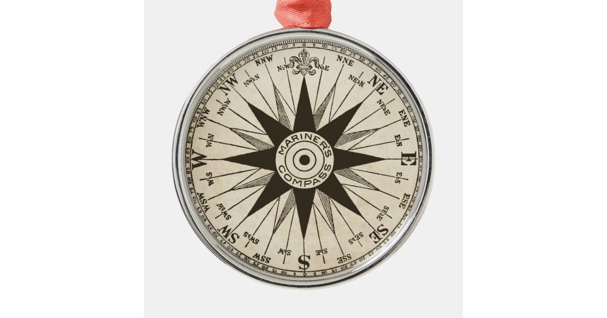 Vintage Compass Rose Metal Ornament | Zazzle