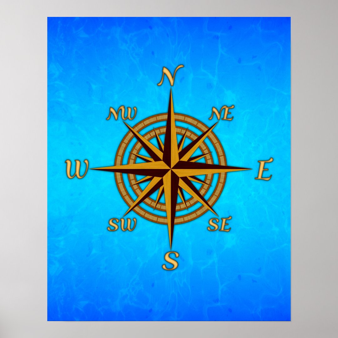 Vintage Compass Rose Poster | Zazzle